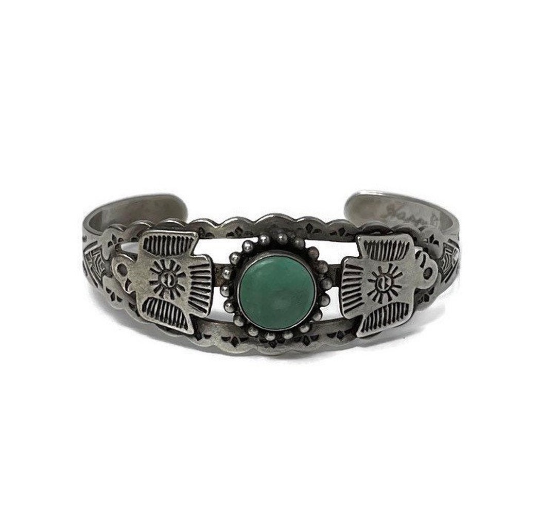 Vintage Fred Harvey Navajo Native American Turquoise Sterling Silver ...
