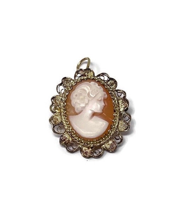 Vintage 800 Silver Vermeil Genuine Shell Cameo Brooch Pin Pendant Cameo Jewelry Mom Gift Etsy