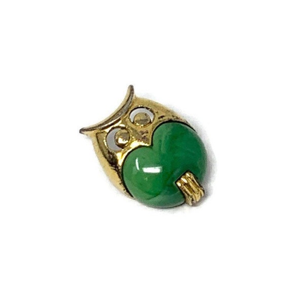Vintage Crown Trifari Jelly Belly Green Owl Bird Luci… - Gem