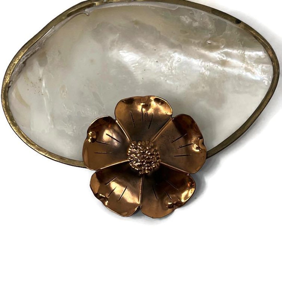 Vintage Stuart Nye Copper Cherokee Rose Flower Brooch Pin: Hand Wrought ...