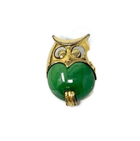 Vintage Crown Trifari Jelly Belly Green Owl Bird Luci… - Gem