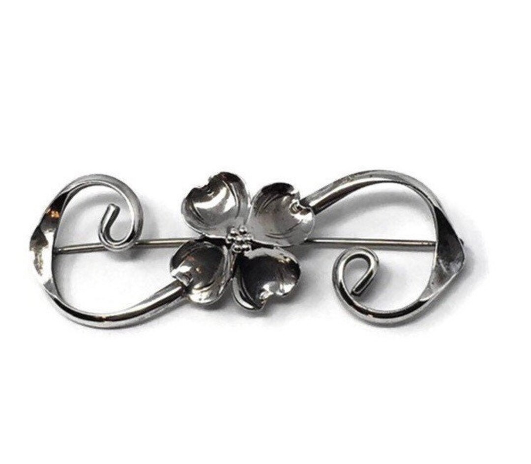 Vintage Sterling Silver 925 Stuart Nye Dogwood Flower Scroll Brooch Pin ...