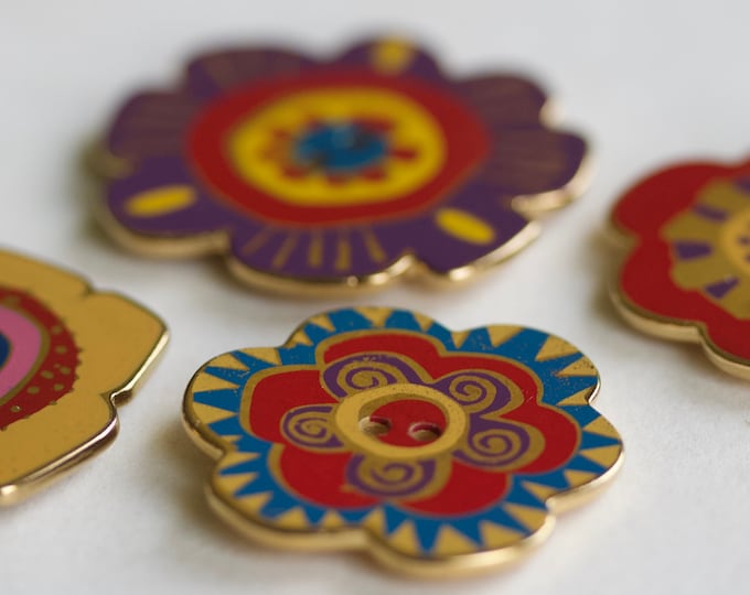Four Laurel Burche Flower Enamels - Etsy