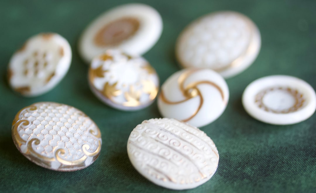 Eight White Glass Buttons - Etsy