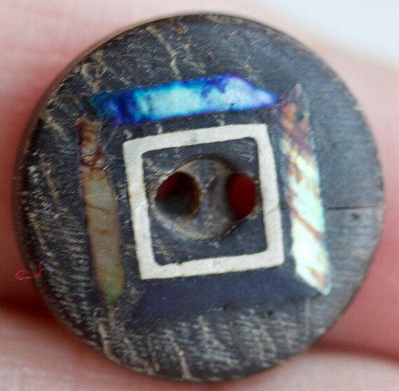 Horn Button With Metal and Shell Inlay - Etsy