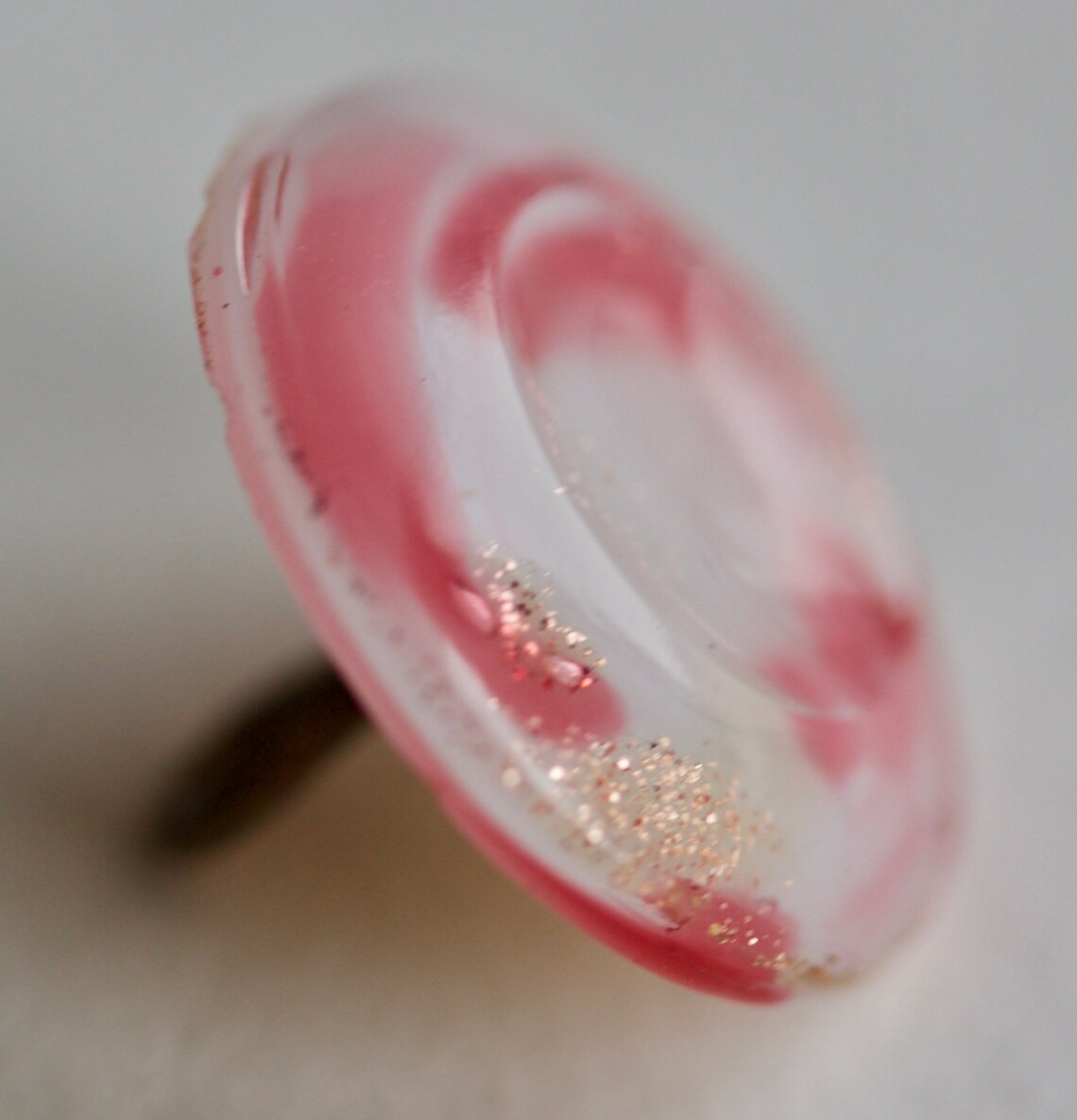 Pink, White and Clear Glass Button - Etsy