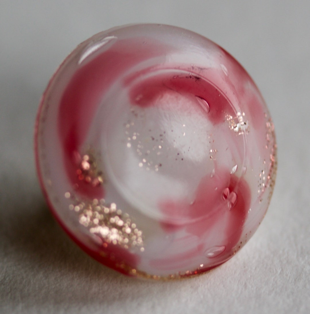 Pink, White and Clear Glass Button - Etsy