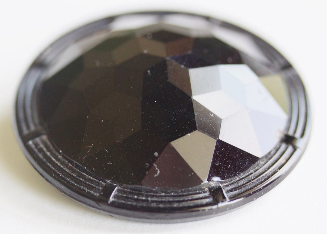 Faceted Black Glass With Border - Etsy