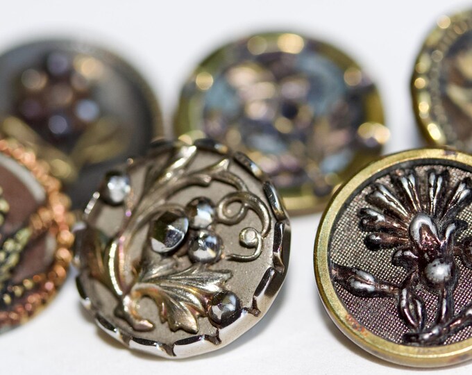 Six Small Metal Flower Buttons - Etsy