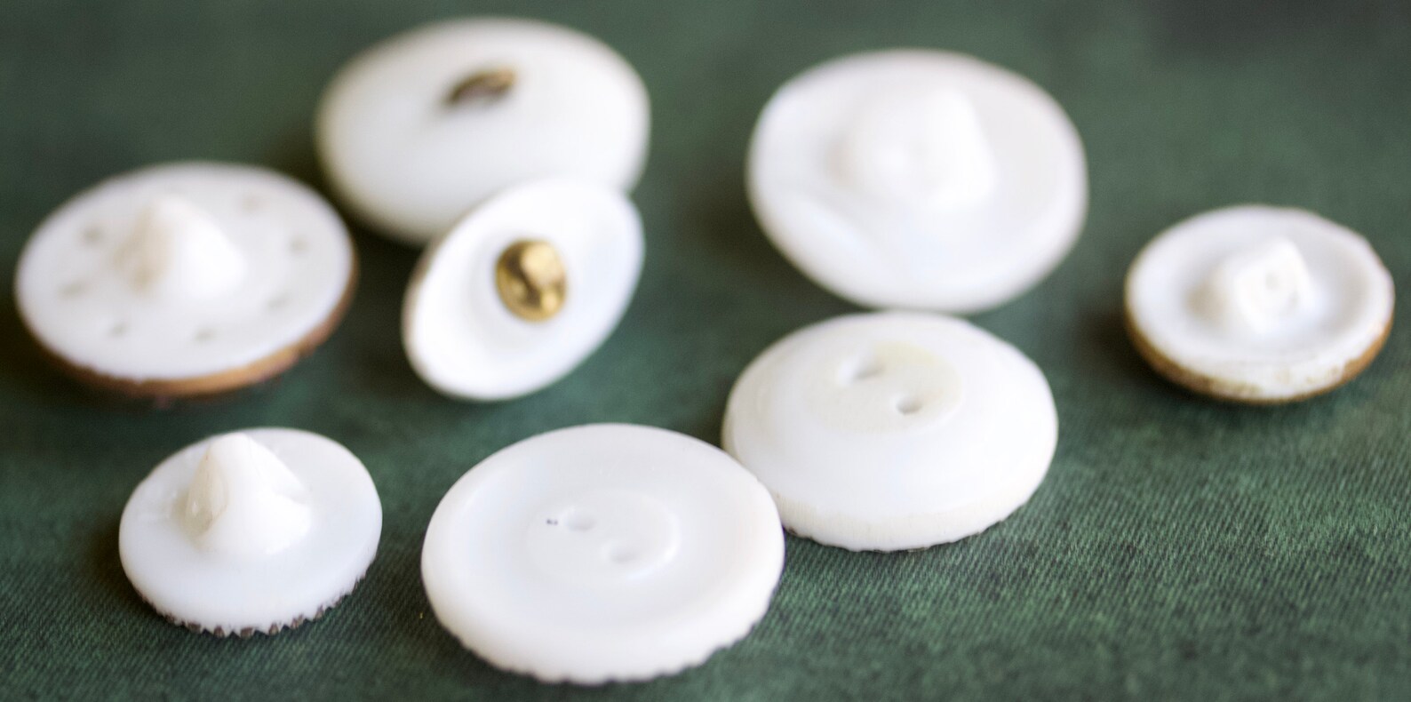 Eight White Glass Buttons - Etsy