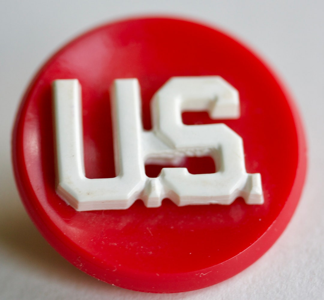 U.S. on Red Plastic Button - Etsy