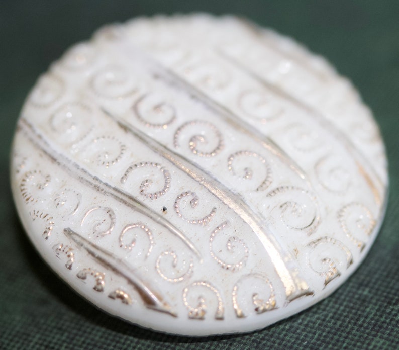 Eight White Glass Buttons - Etsy