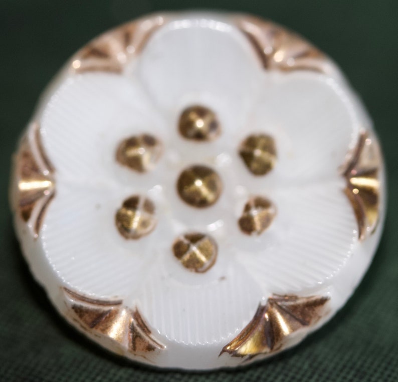 Eight White Glass Buttons - Etsy