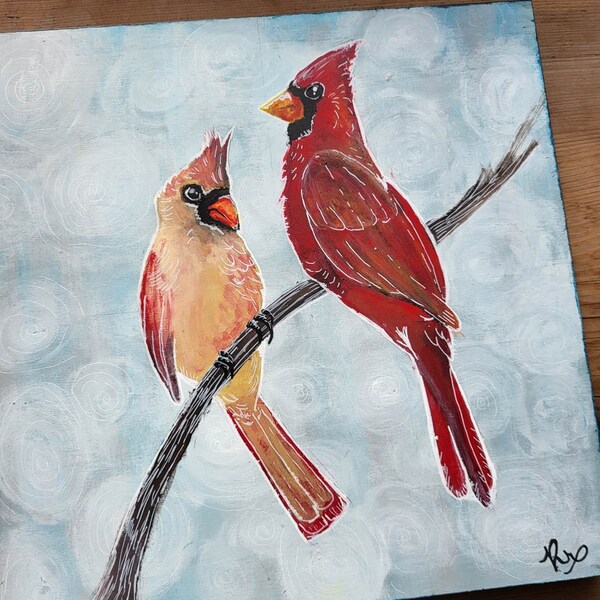 Wooden Cardinal Couple - Etsy