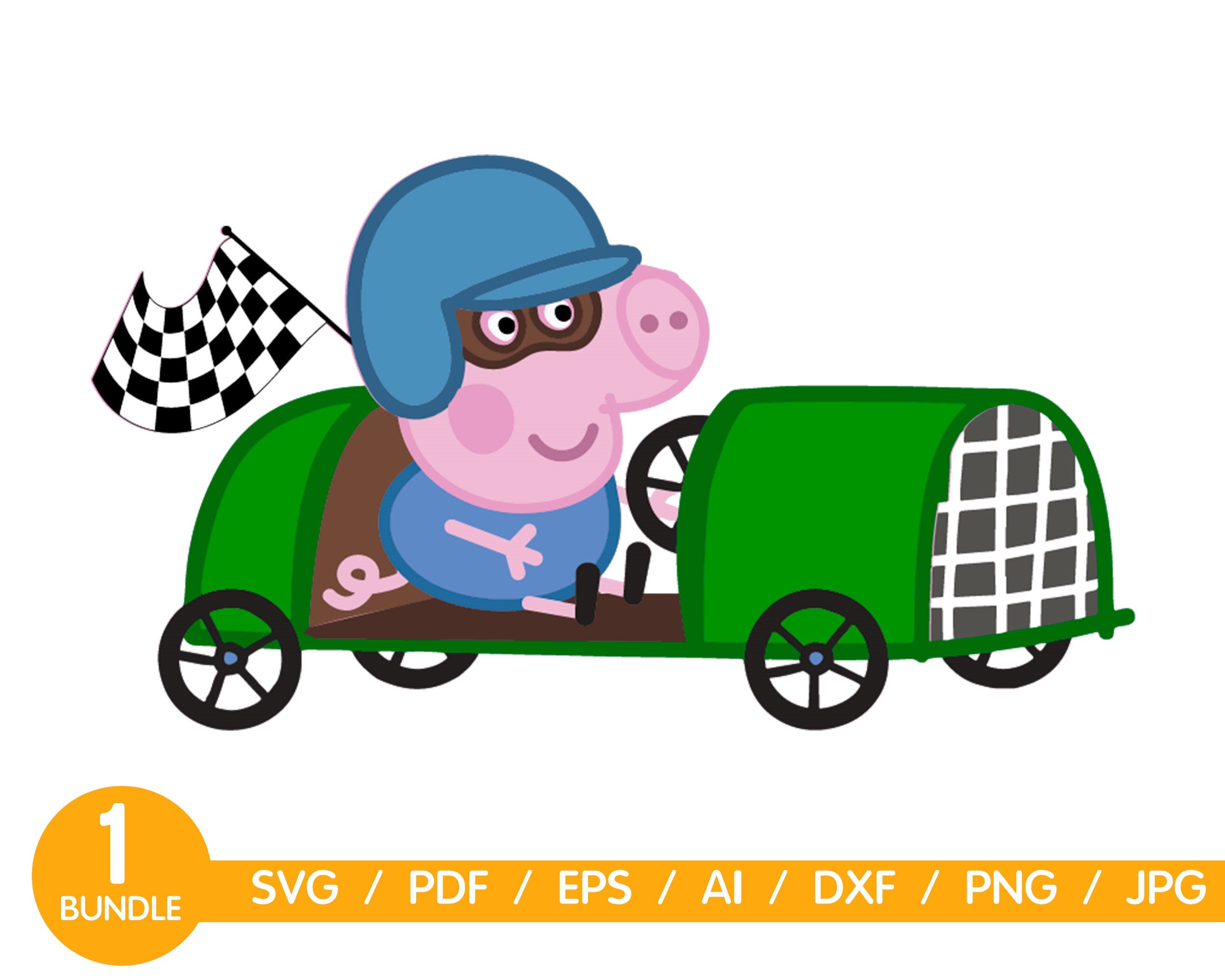 Peppa Pig Svg Race Car Svg Racing Svg Peppa Pig Clipart Peppa | Etsy