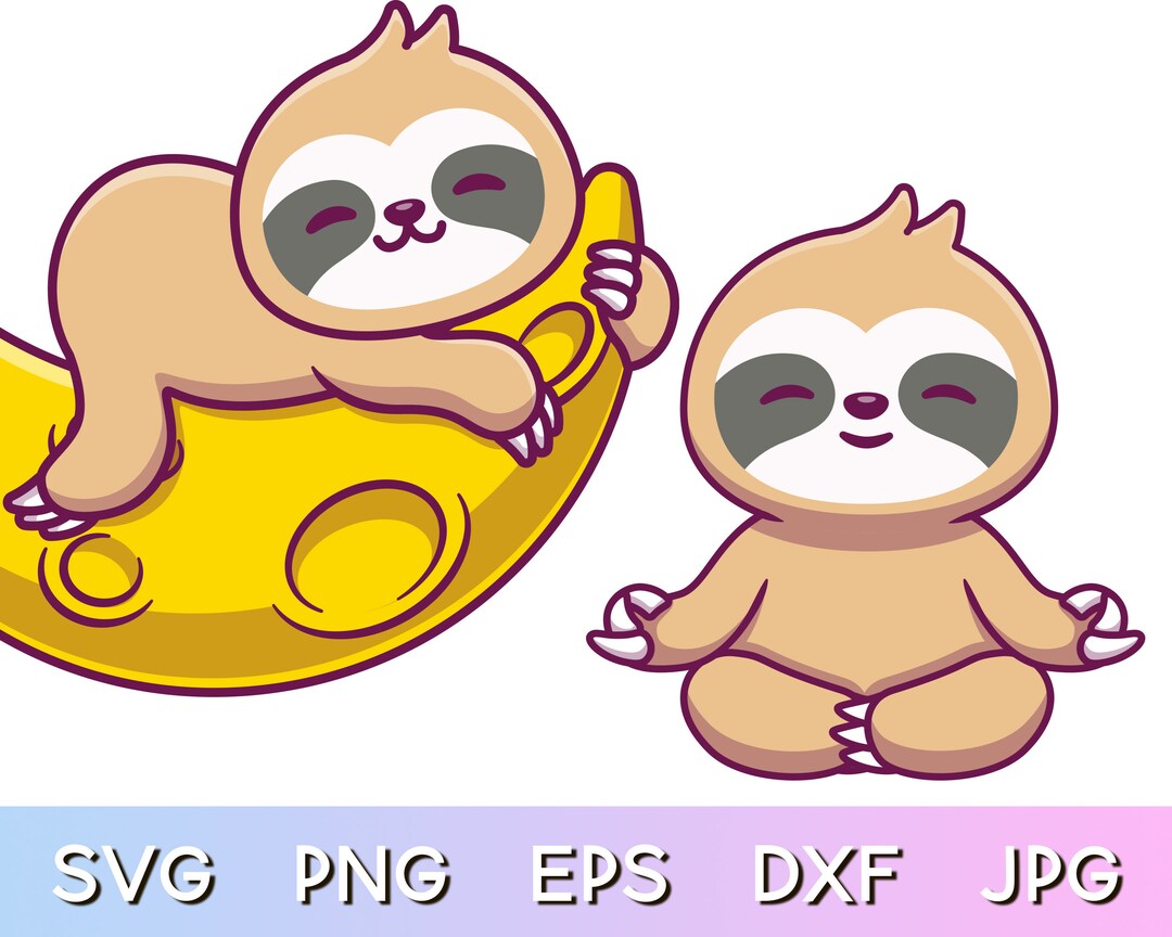 Sloth Svg Yoga Sloth Svg Animals Png Cute Sloths Clipart Svg - Etsy