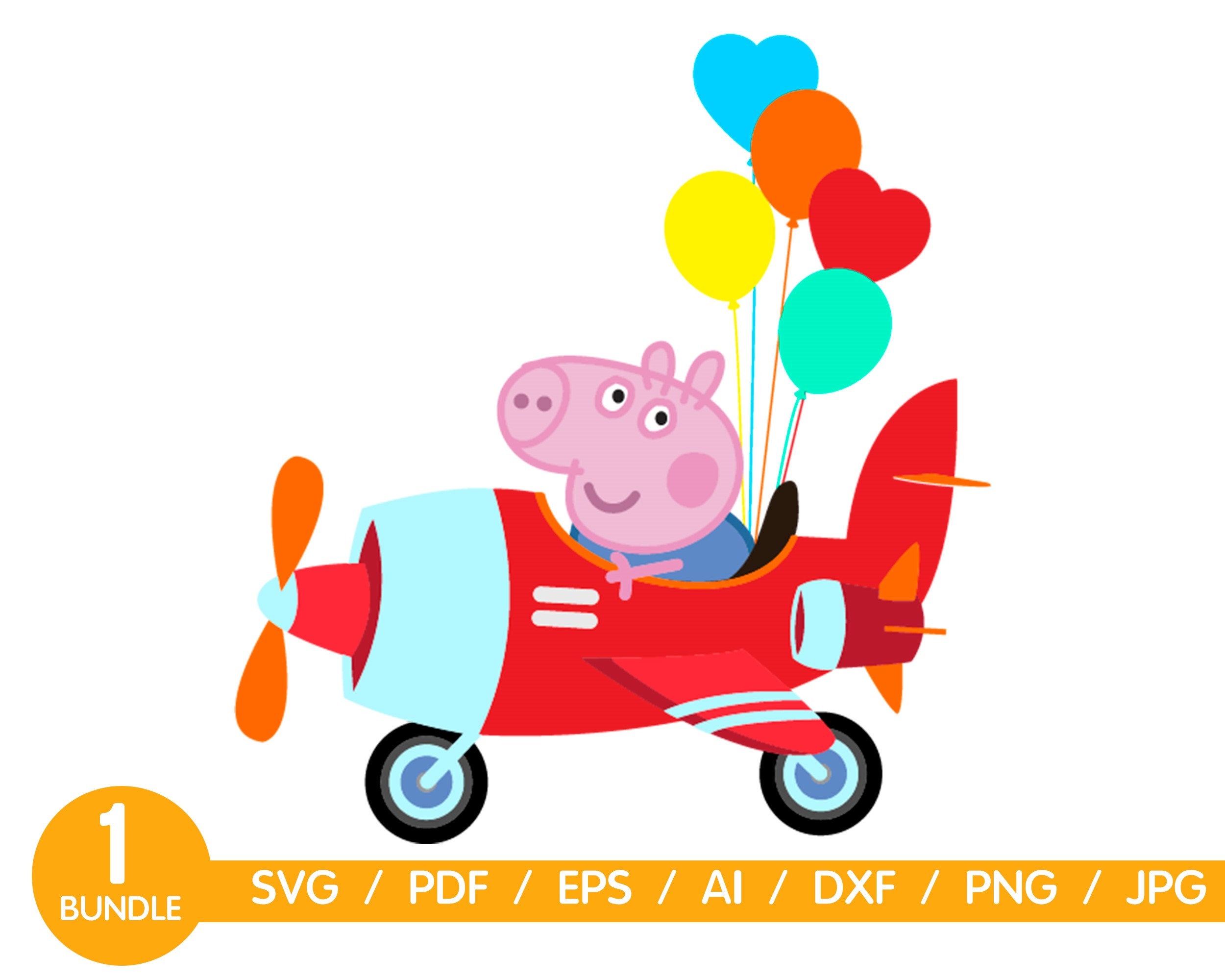 Peppa Pig Svg Peppa Pig in Red Plane Svg Balloons Svg Peppa | Etsy