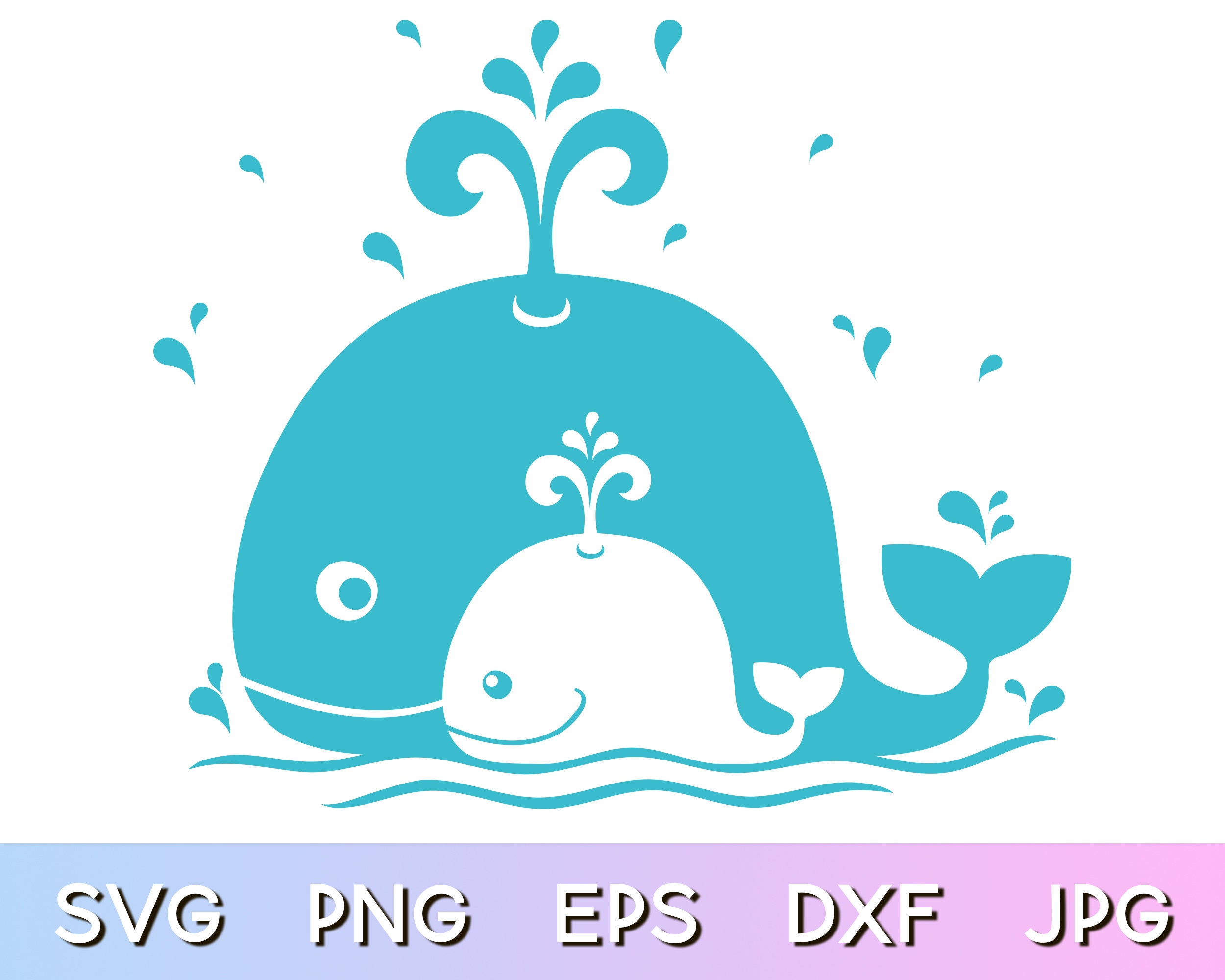 Whales Svg Baby Whale Svg Blue Whale Png Ocean Clipart svg | Etsy