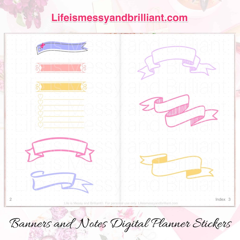 Digital Planner Stickers Banners and Notes - Digital Planner Stickers ...