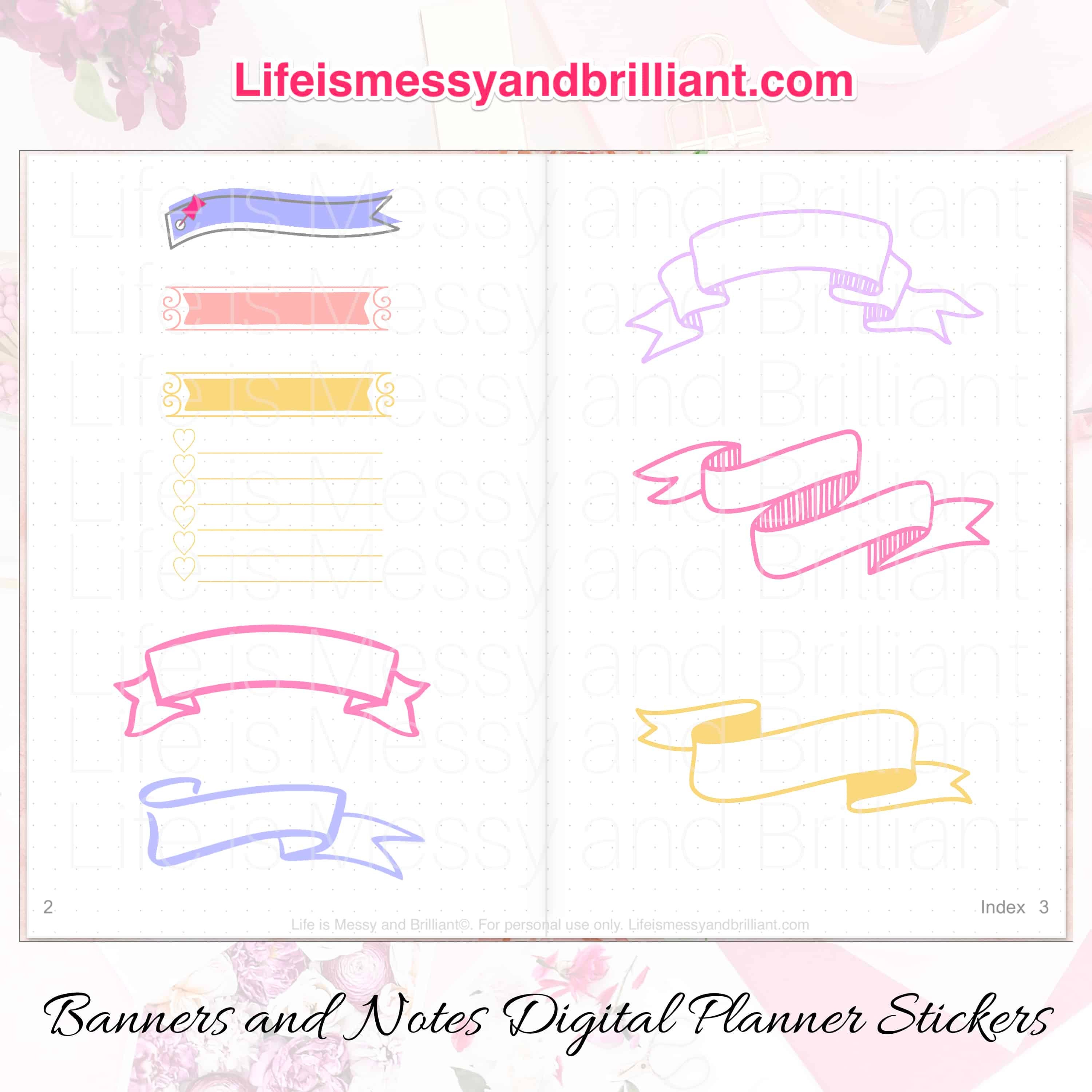Digital Planner Stickers Banners and Notes - Digital Planner Stickers ...
