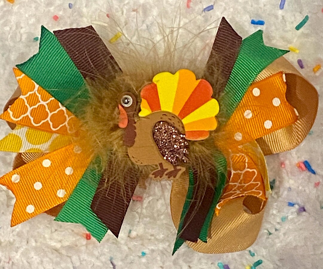 This Fall Turkey Hair Bow is Perfect for Our Cooler Weather Bow is Made ...
