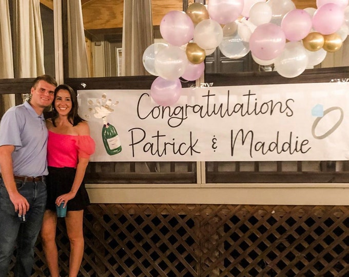 Hand Painted Custom Engagement Banner on Kraft Paper Party Sign Party ...