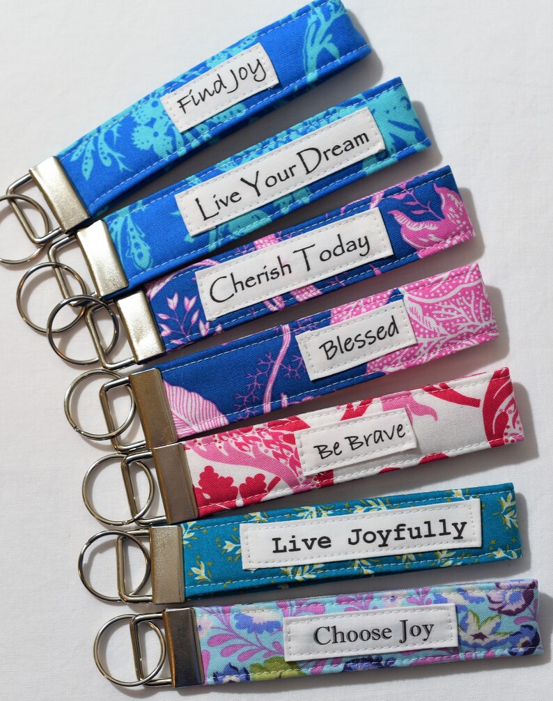 Wristlet Key Chain Key Fob Customizable Words Inspirational - Etsy