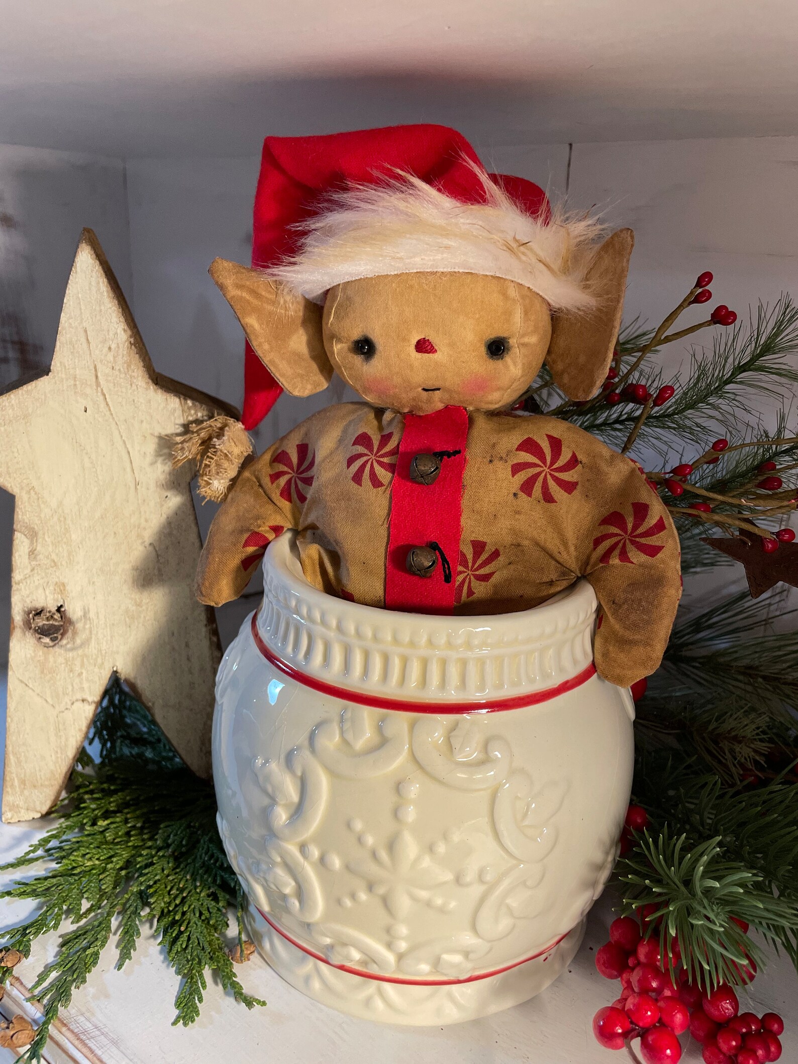 Primitive Peppermint Baby Elf - Etsy