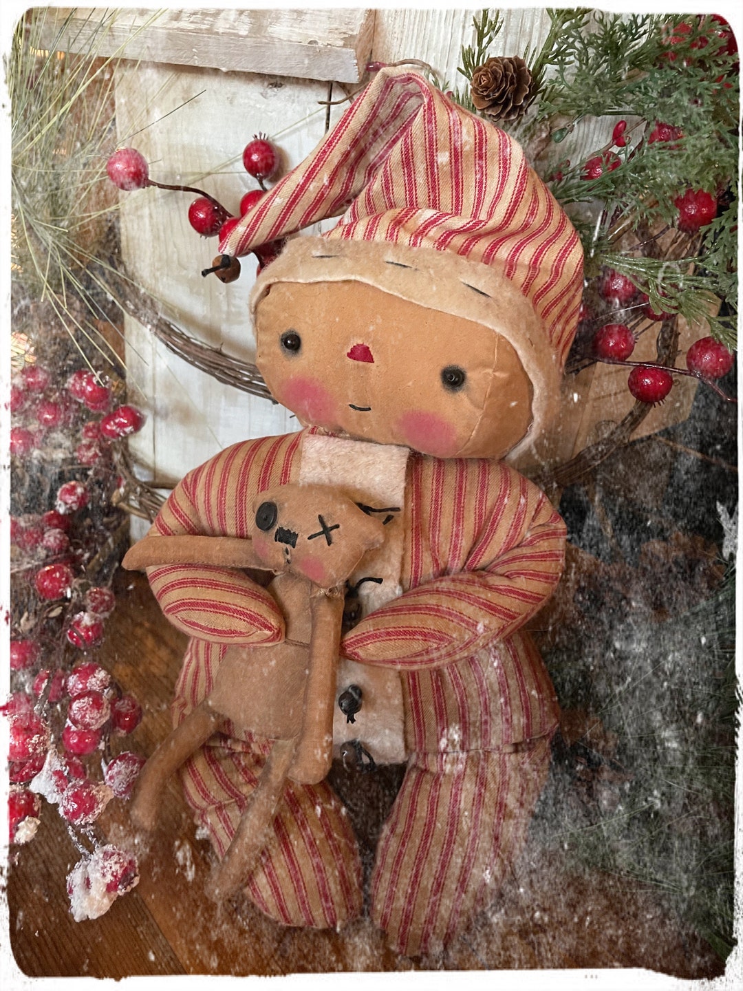 Primitive Snow Baby With Teddy Bear - Etsy