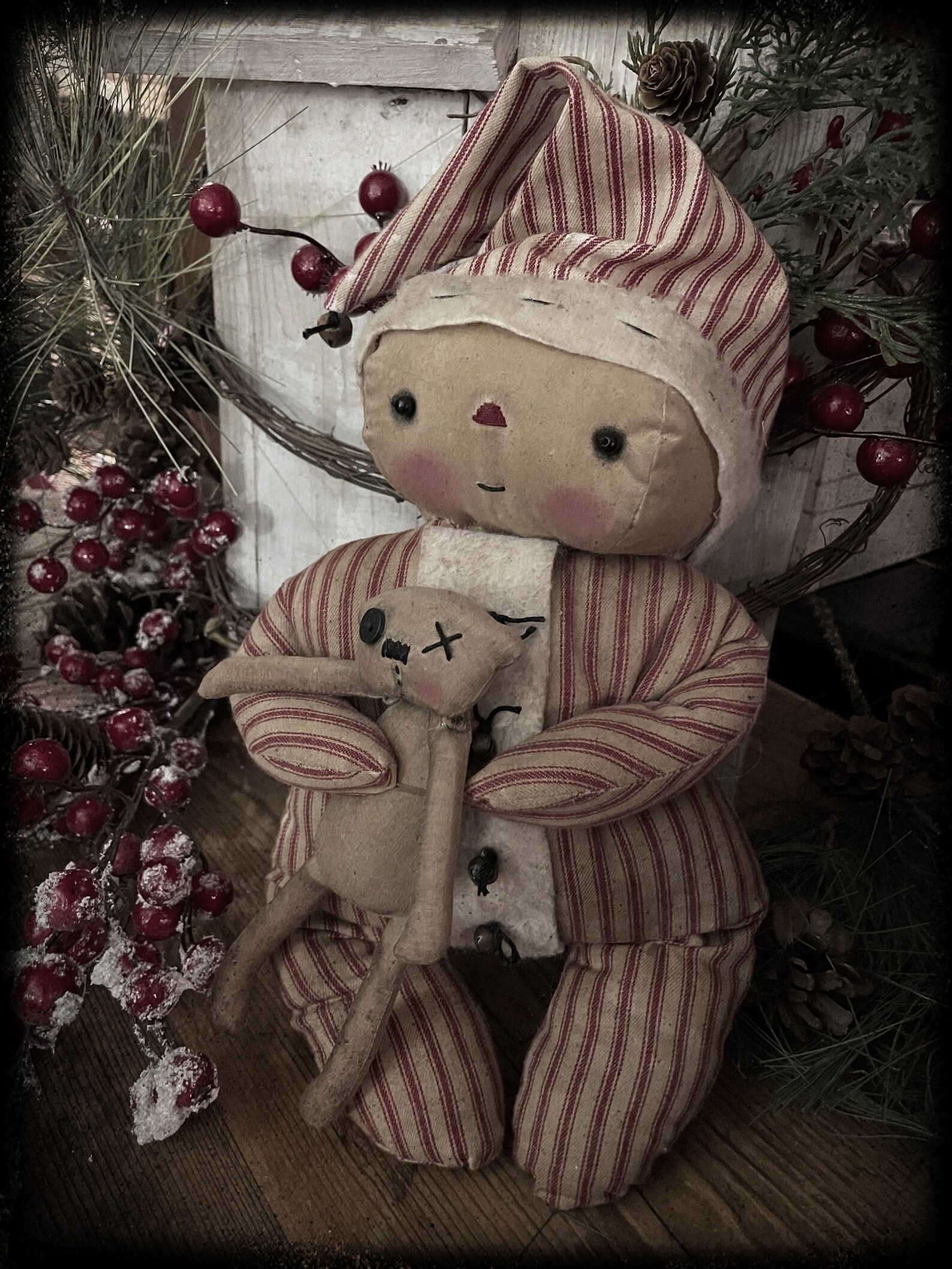 Primitive Snow Baby With Teddy Bear - Etsy