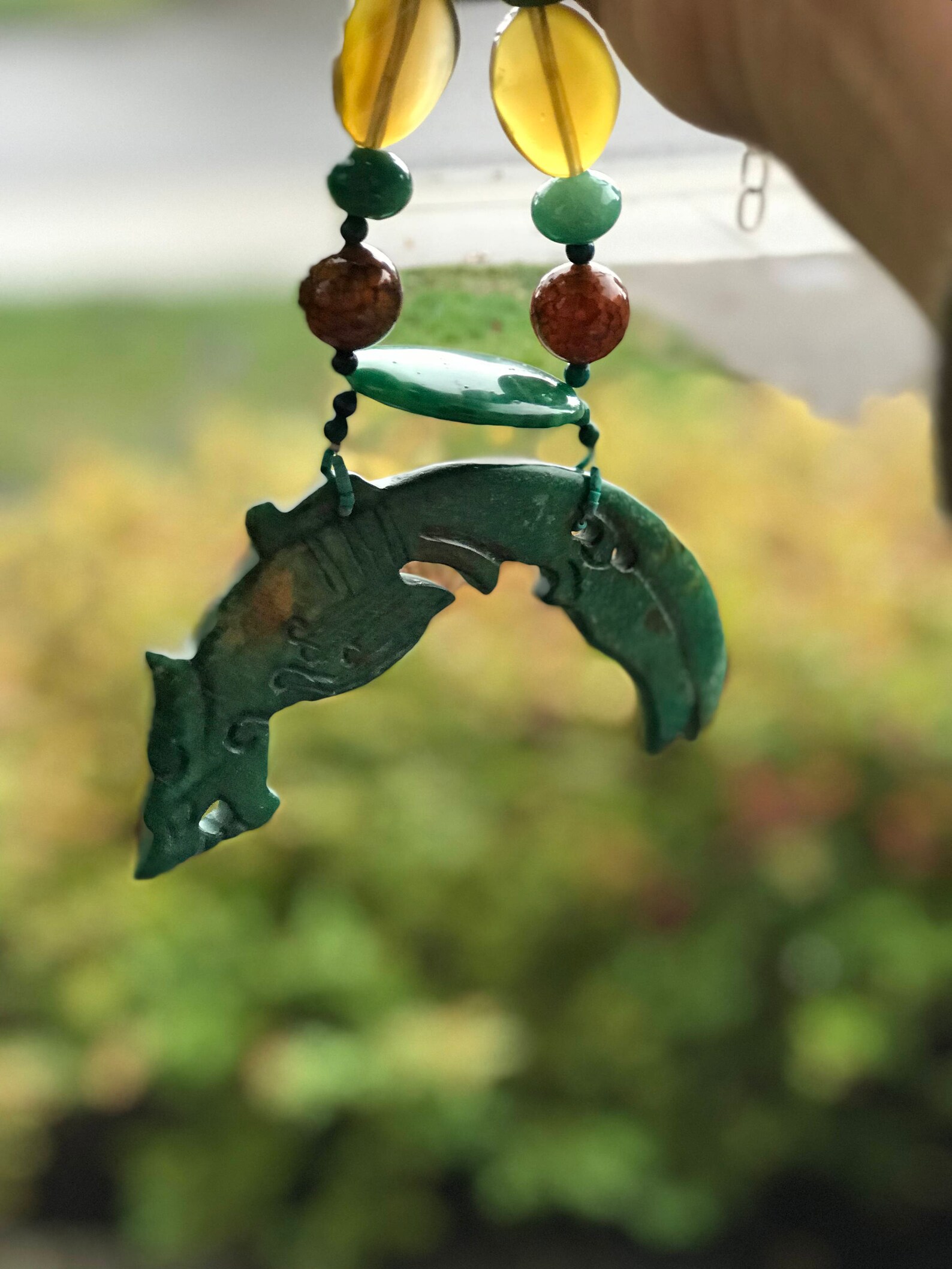 Handcarved Jade Pendant; Olive Jade; Green Jade Statement Necklace ...