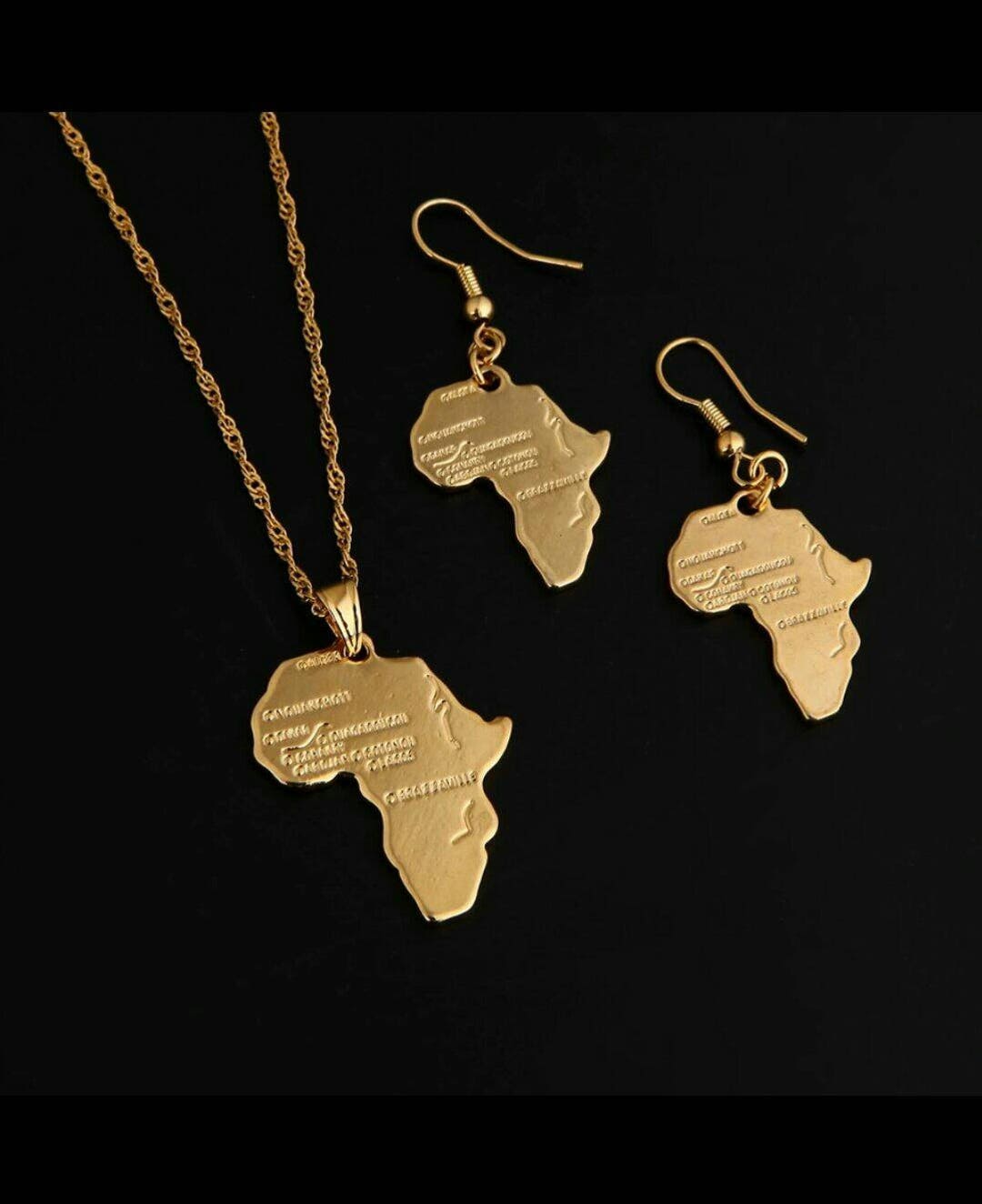 Gold-plated African Map Jewelry Set for Women Travel Africa Gift ...