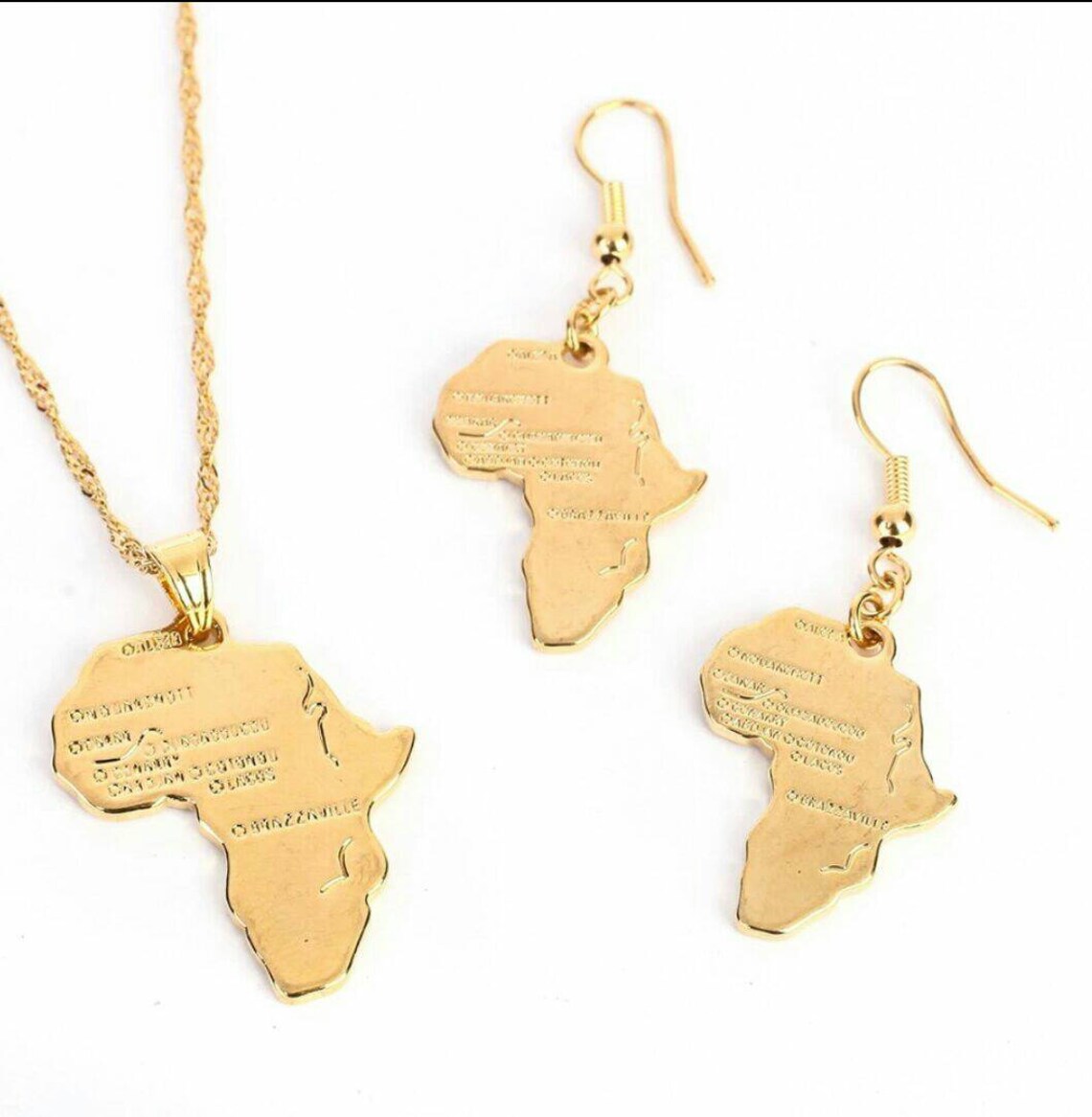 Gold-plated African Map Jewelry Set for Women Travel Africa Gift ...