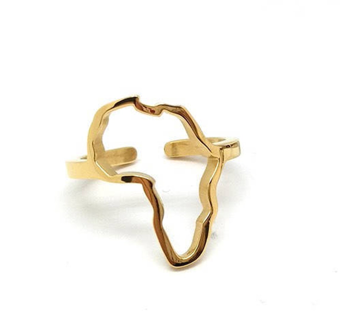 Gold Plated Africa Outline Map Ring Gold Metal African - Etsy