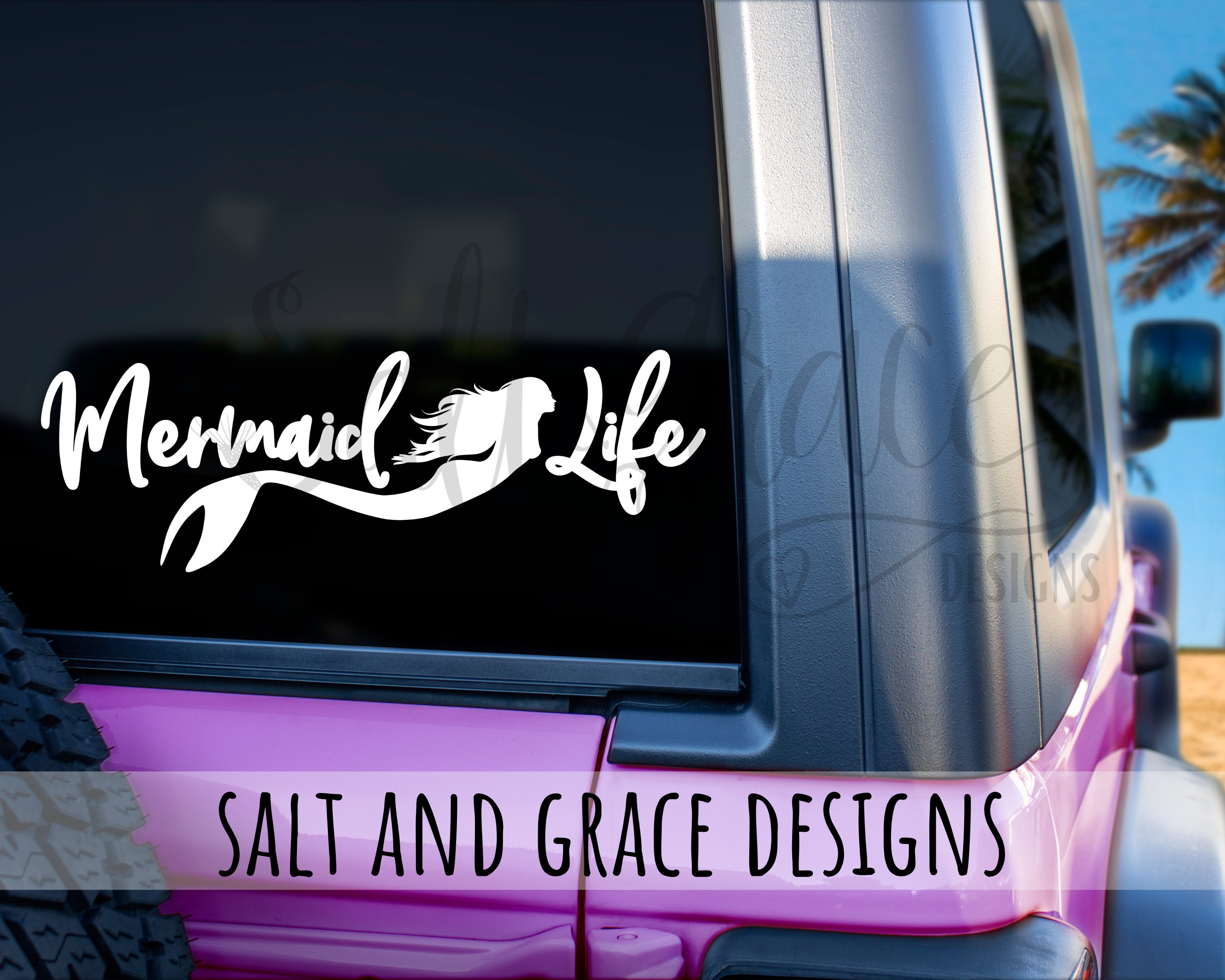 Mermaid Life Vinyl Decal, Mermaid Sticker for Car, Beach Girl, Vitamin ...