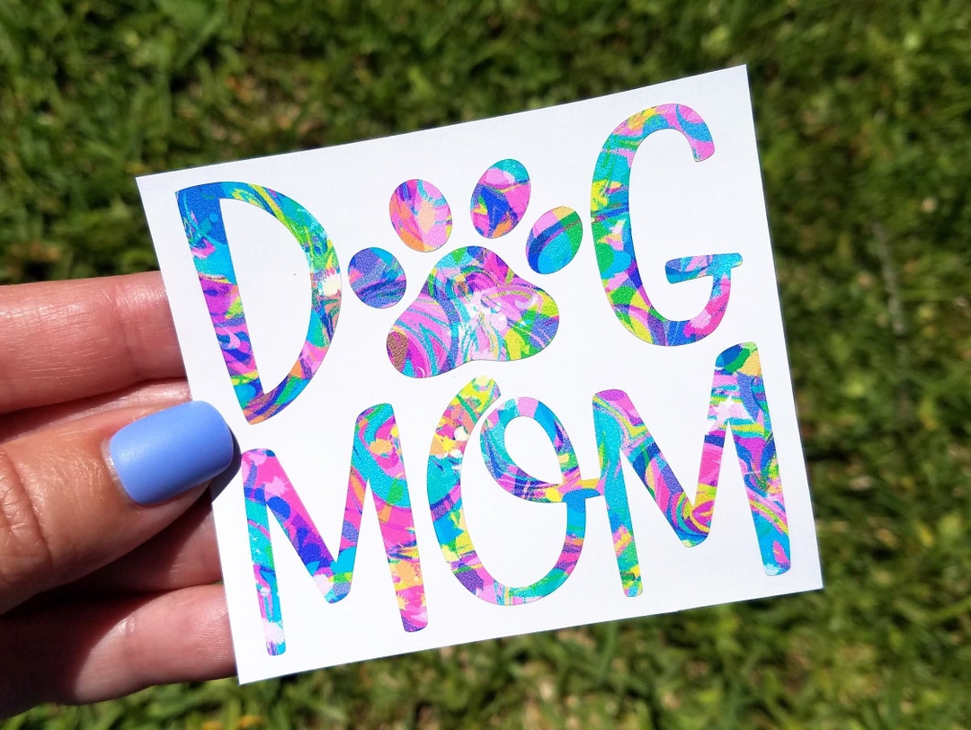 Dog Mom Pawprint Decal, Dog Mama Sticker, Dog Lover, Rescue Mom, Dog ...