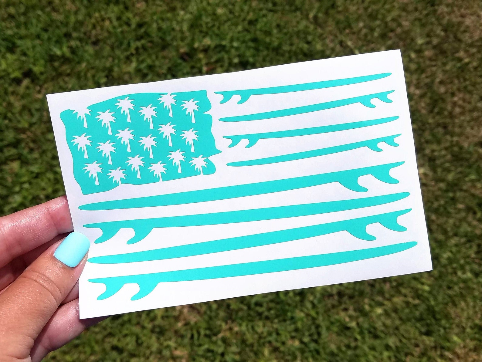 Surfboard Flag Decal Surfs Up Surfboard Sticker Beachy Car | Etsy