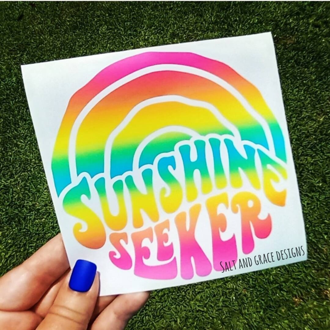 Sunshine Seeker Decal, Rainbow Sticker, Shine Bright, Tie Dye, Vinyl ...