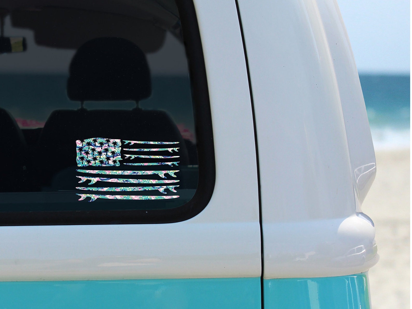 Surfboard Flag Decal Surfs Up Surfboard Sticker Beachy Car | Etsy