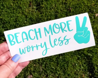 Shell More Worry Less Decal Beach Sticker for Car Cooler | Etsy