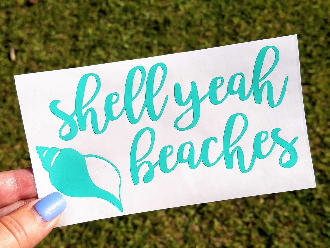 Shell Yeah Beaches Decal Seashell Sticker for Water Bottle | Etsy