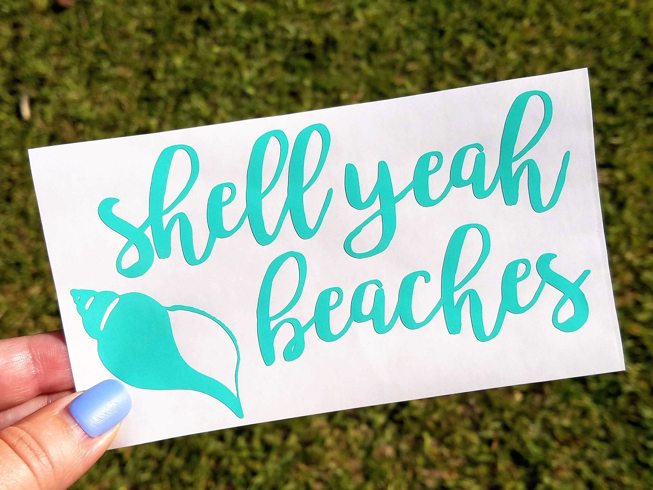 Shell Yeah Beaches Decal Seashell Sticker for Water Bottle | Etsy