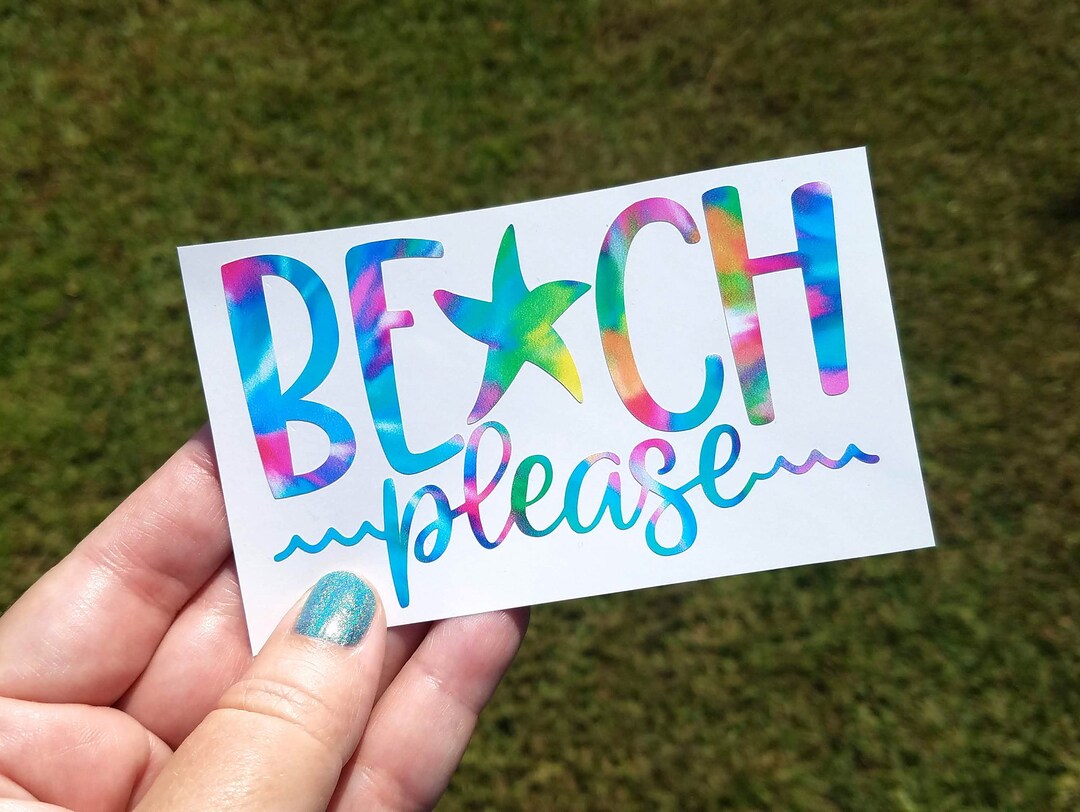 Beach Please Vinyl Decal for Tumbler, Beachy Car Decal, Beach Wave ...