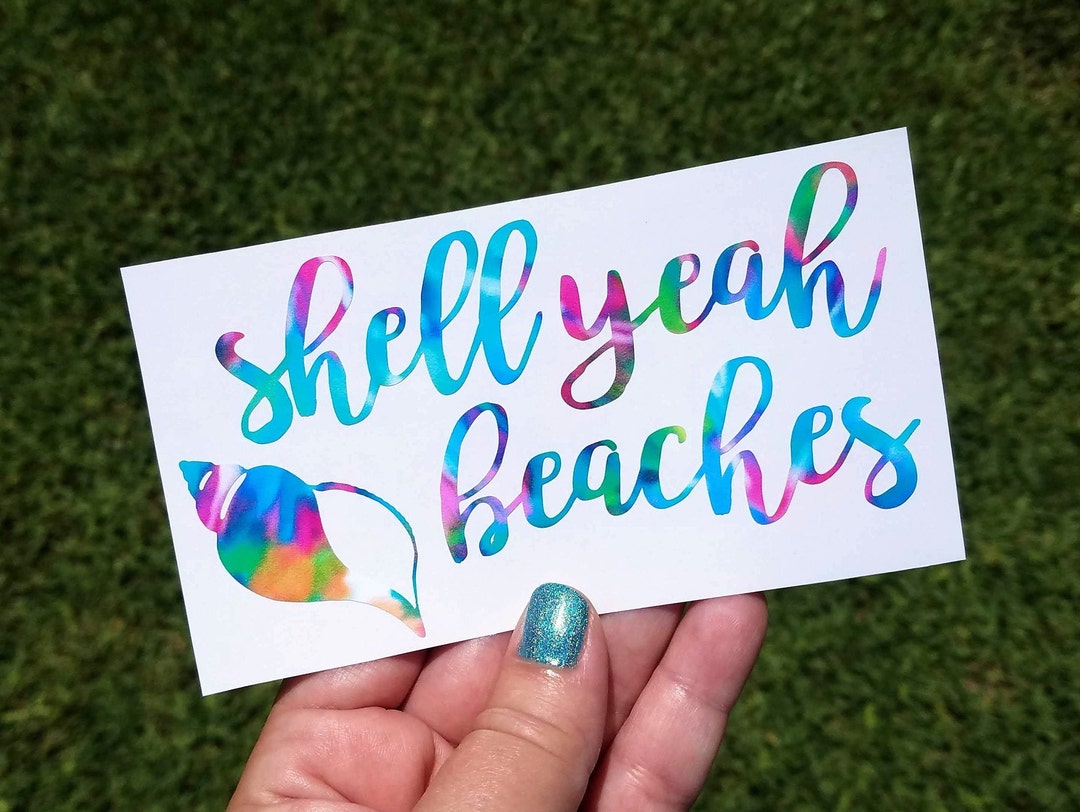 Shell Yeah Beaches Decal, Seashell Sticker for Water Bottle, Beach Mode ...