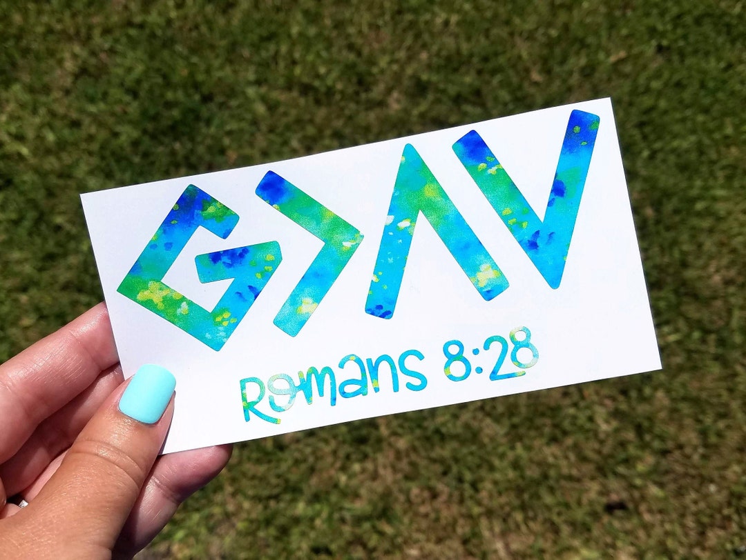 God is Greater Decal, Romans 8 28, Bible Decal, Bible Journaling ...