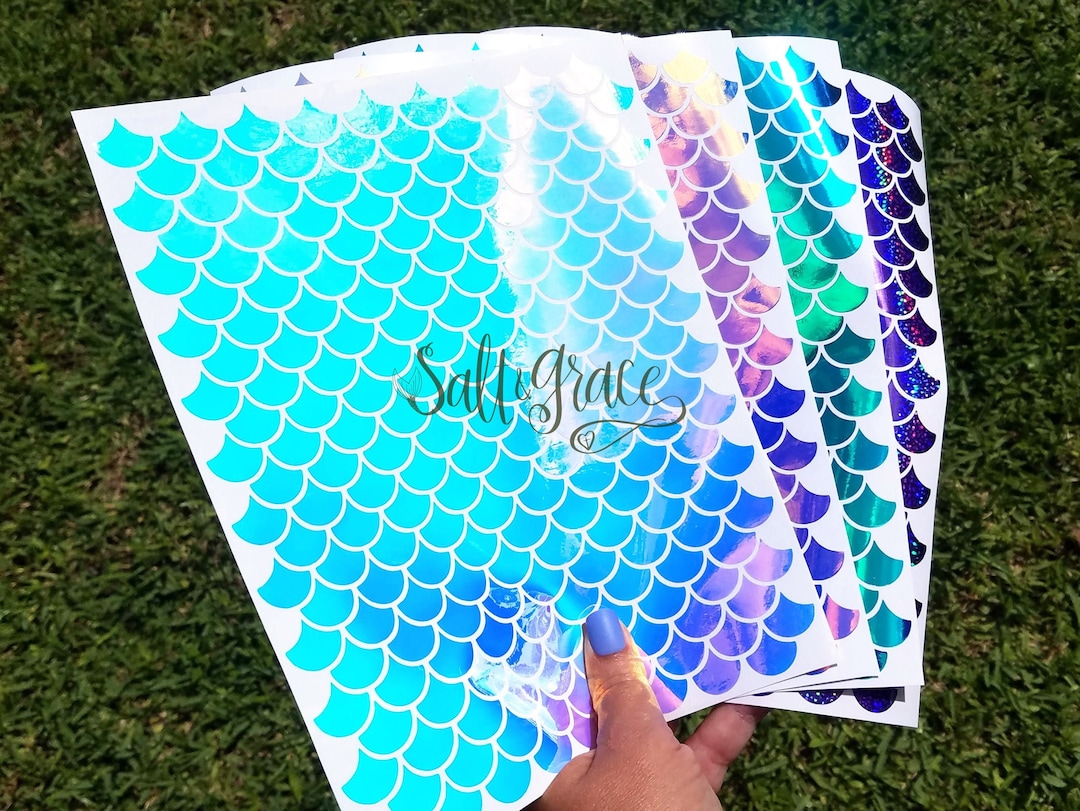 Holographic Vinyl Mermaid Scales Sheet, Opal Mermaid Stickers, Fish ...
