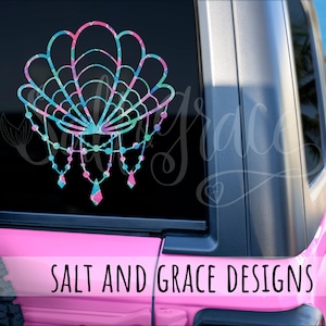 Clam Shell Decal, Seashell Decals, Mermaid Crown Decal, Seashell With ...