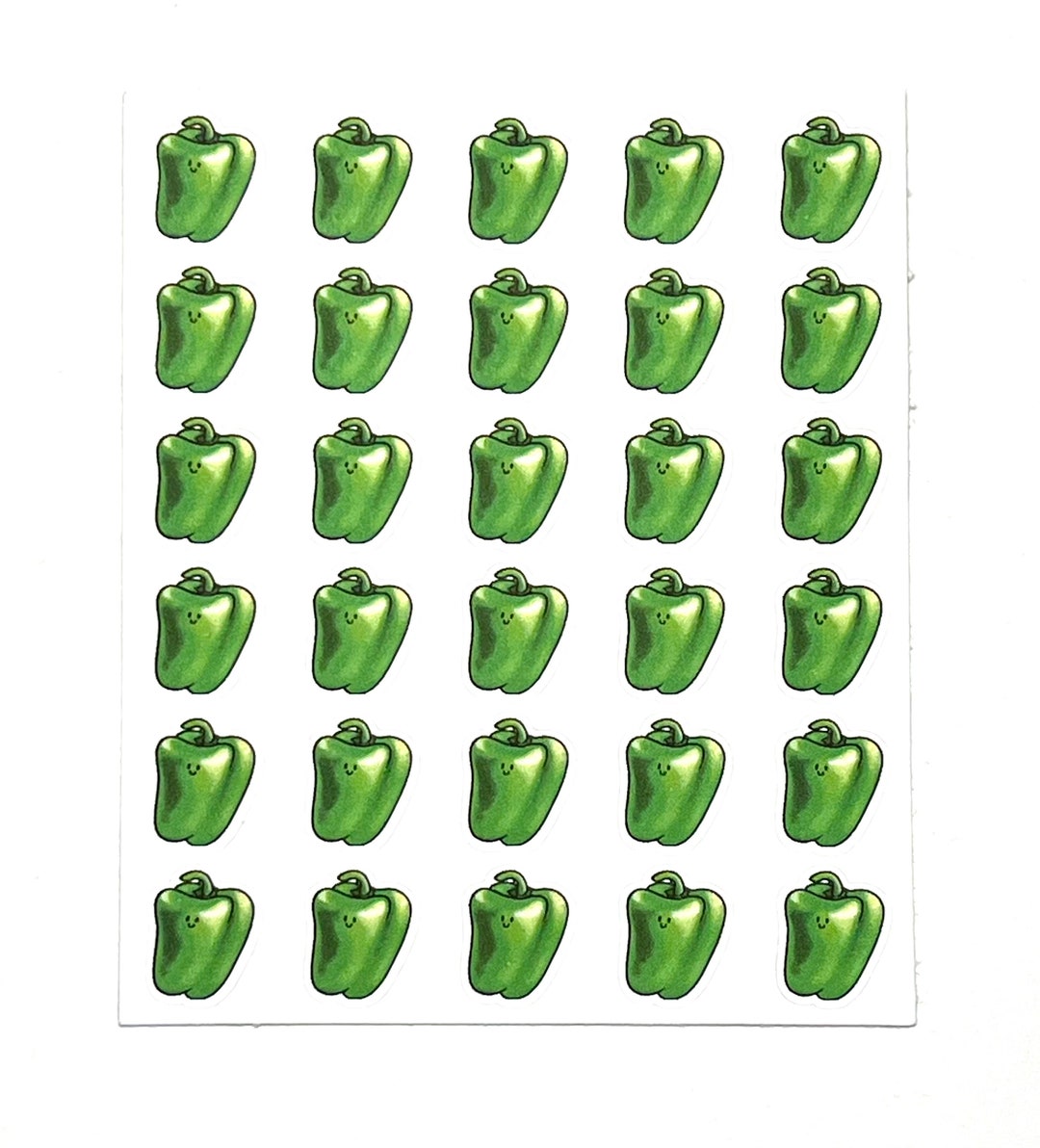Cute Green Bell Pepper Planner Stickers - Set of 30 Mini Paper Stickers ...