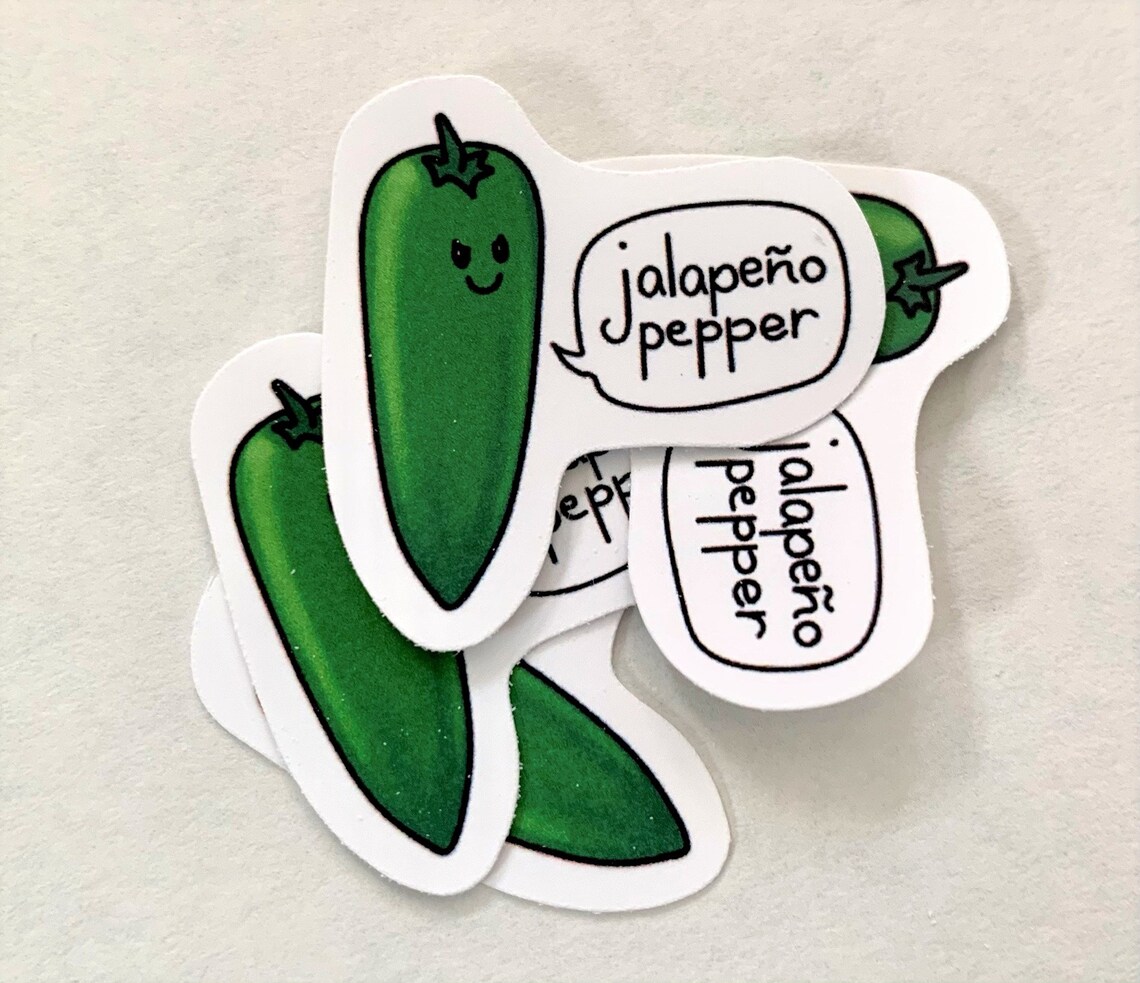 Cute Jalapeno Pepper Stickers Set of 2 Happy Garden Vegetable - Etsy