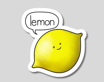 Lemon Vinyl Sticker, Cute Lemon Zest Decal, Laptop Lemon Sticker, Cute ...